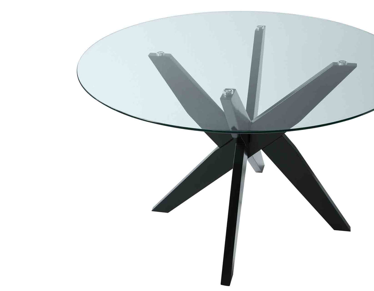 Buy Amalie 48 inch Round Glass Top Table, Black | We Live Cozy